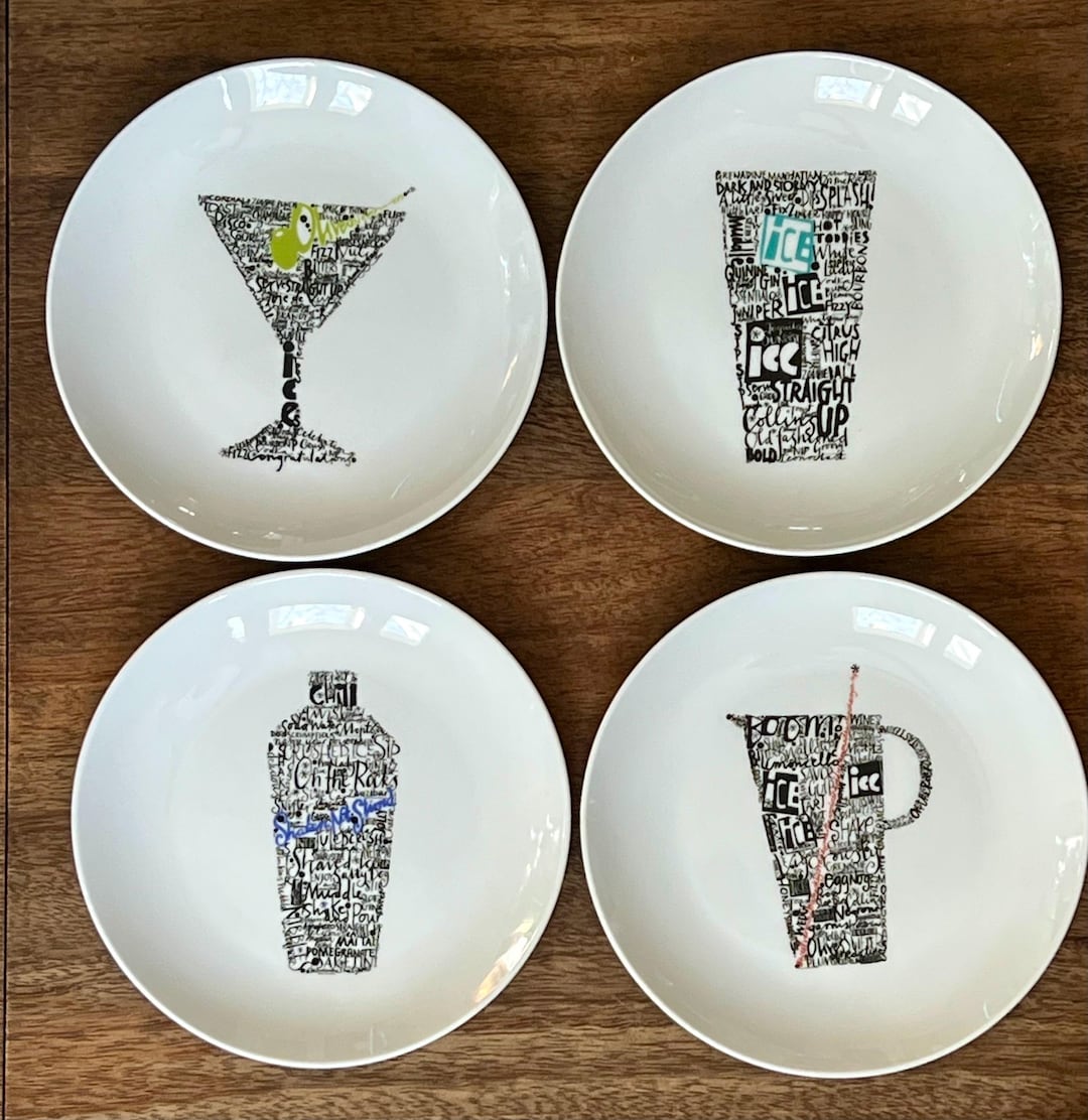 Crate & Barrel Cocktail Appetizer Plates - Etsy