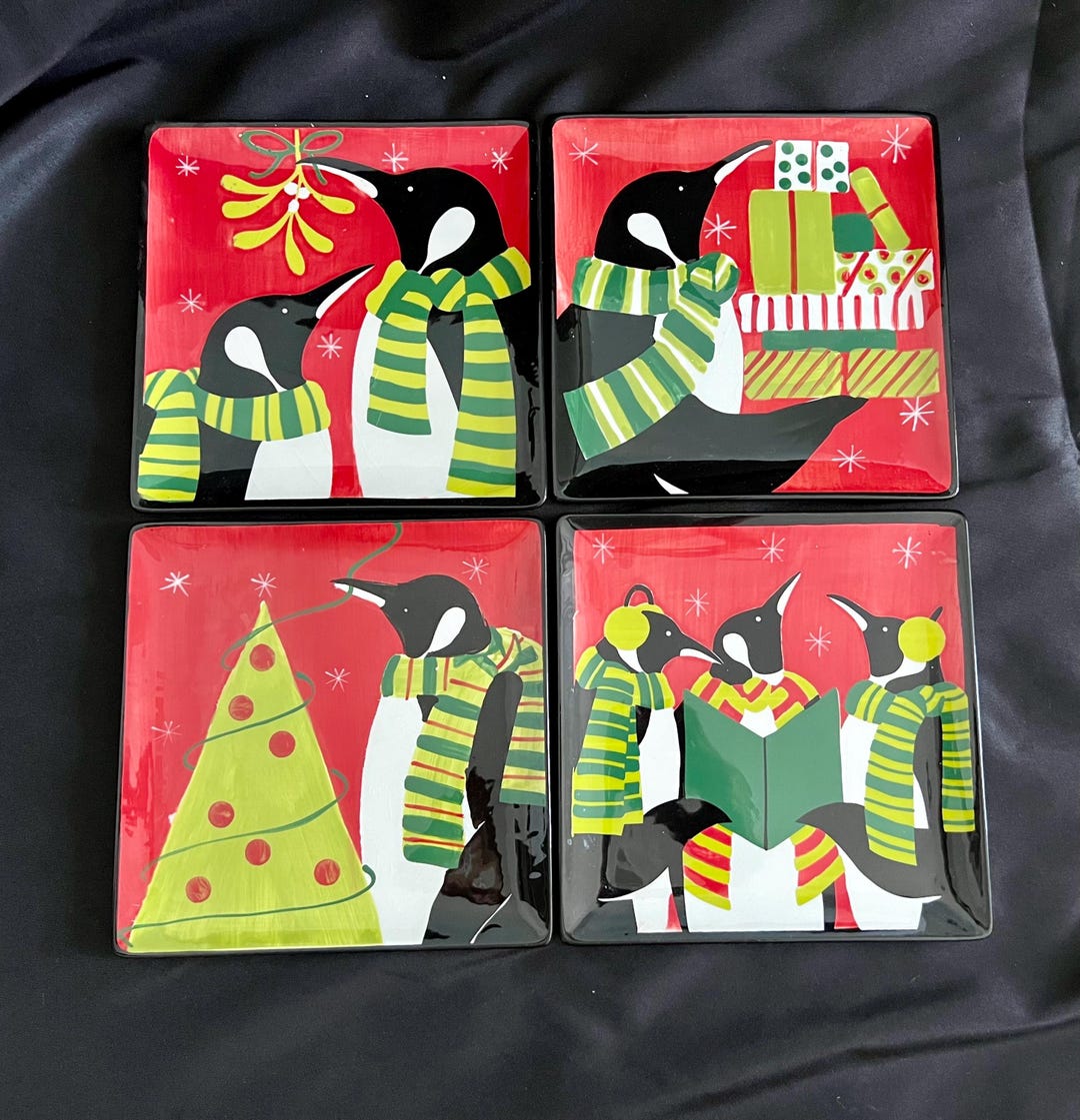 Certified International Cool Penguins Plates - Etsy