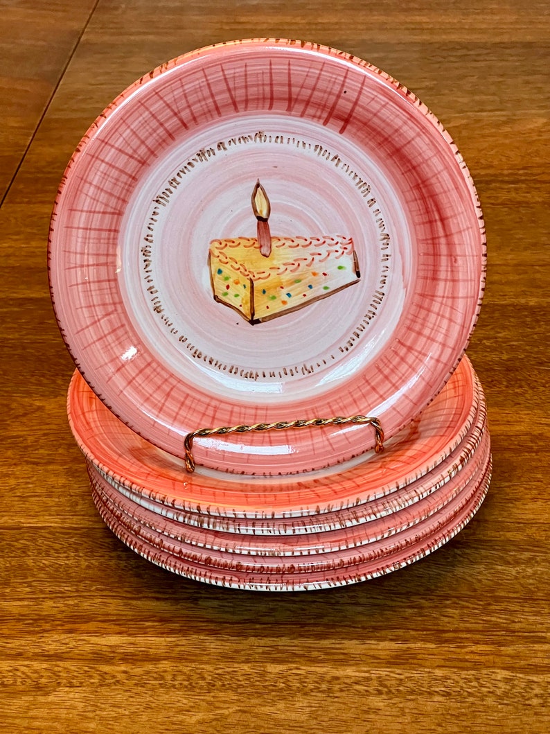 Pink Birthday Cake Slice Plates by Ruby - Etsy