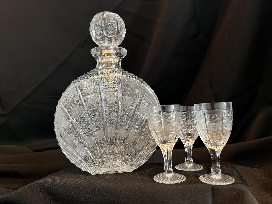Queen Lace Crystal Decanter | Cordial Glasses - Etsy