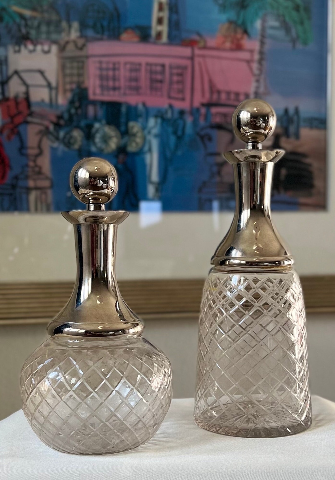 Glass Decanters With Metal Ball Stoppers- Set of 2 - Etsy