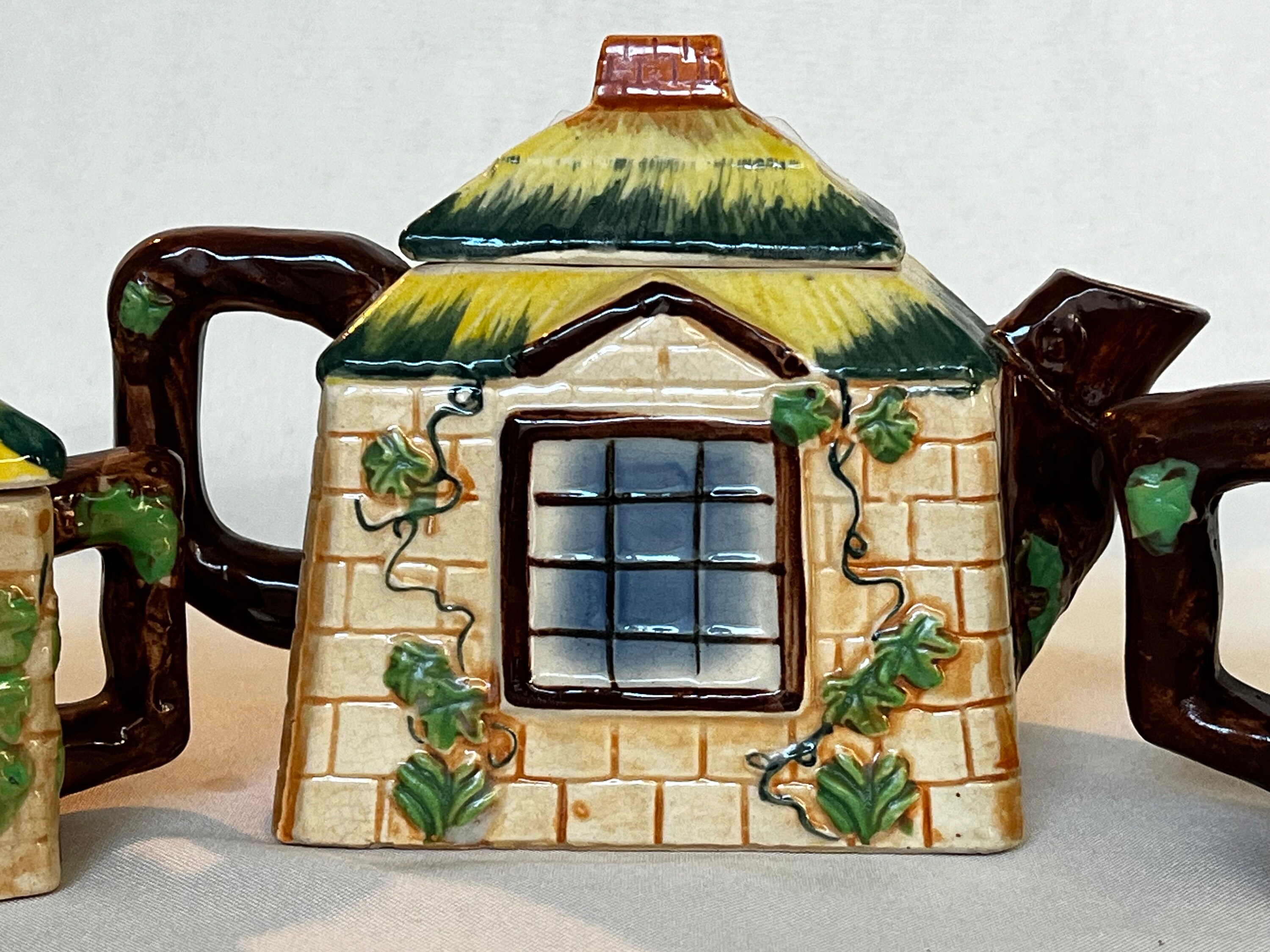 Vintage Cottage Tea Set Teapot, Sugar and Cream - Etsy