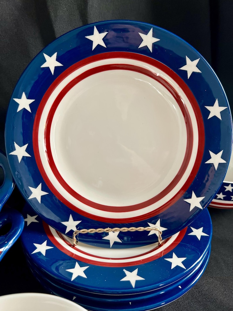 Pfaltzgraff Stars & Stripes Serving Bowls and Luncheon Plates ...
