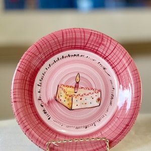 Pink Birthday Cake Slice Plates by Ruby - Etsy