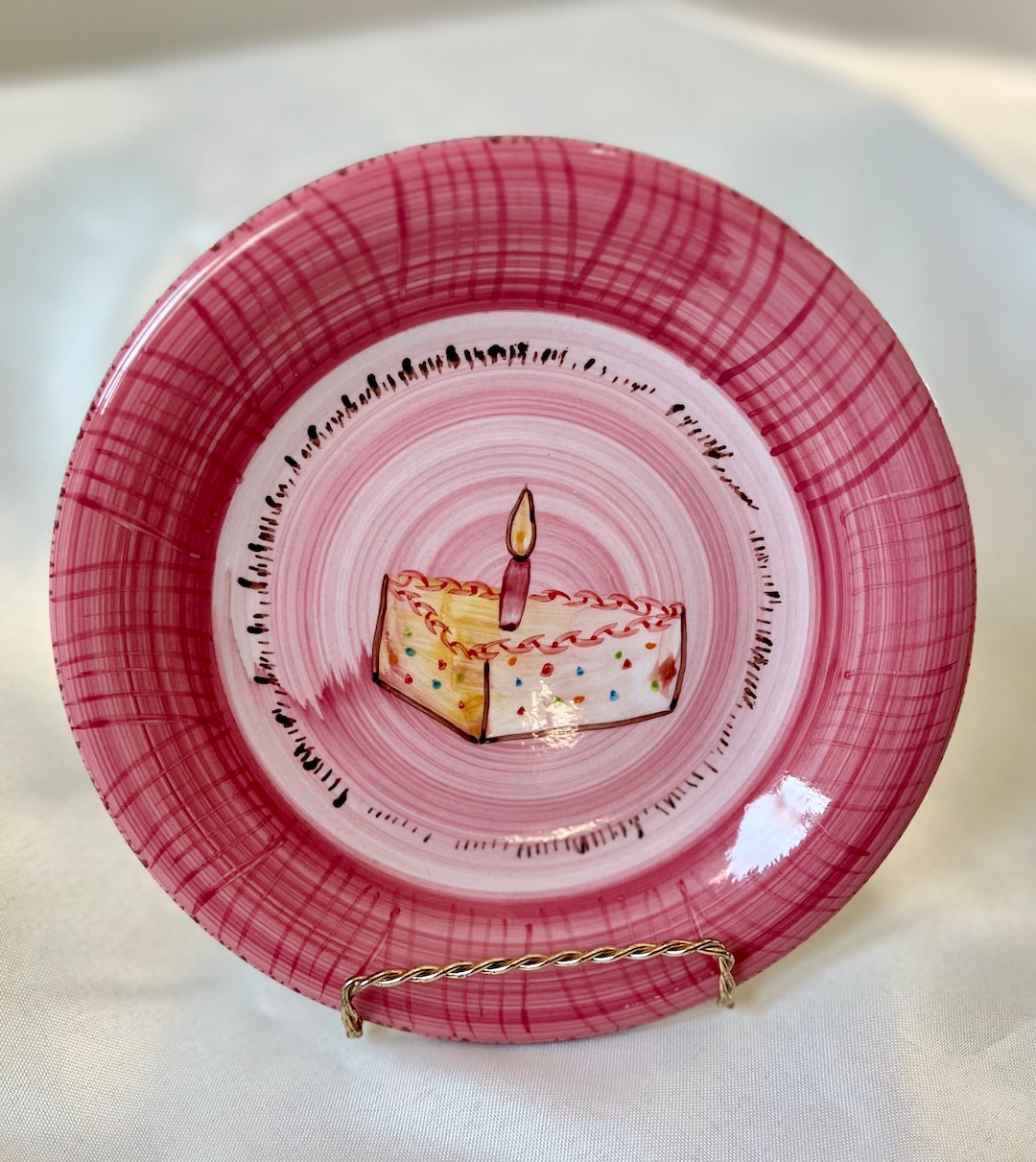 Pink Birthday Cake Slice Plates by Ruby - Etsy