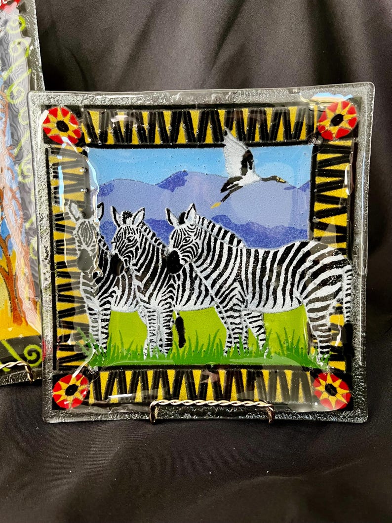 Peggy Karr Glass | African Wildlife | Giraffe Tray - Etsy