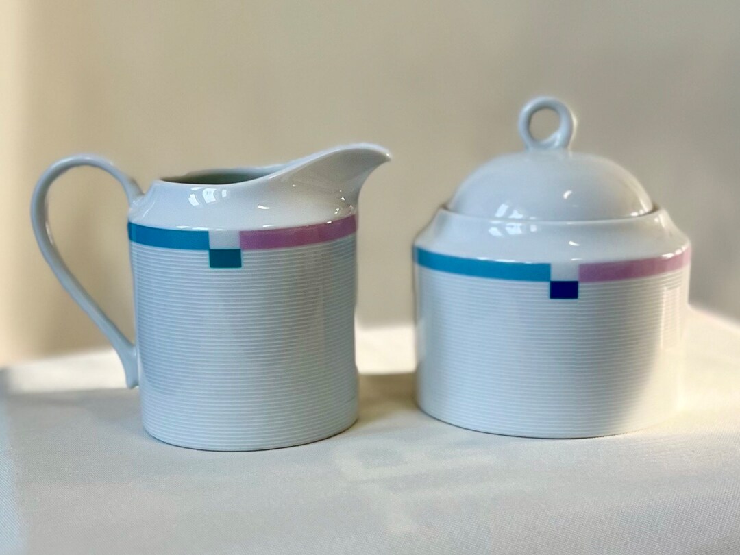 Mikasa Jet Set Creamer & Sugar Bowl Set Saucers - Etsy