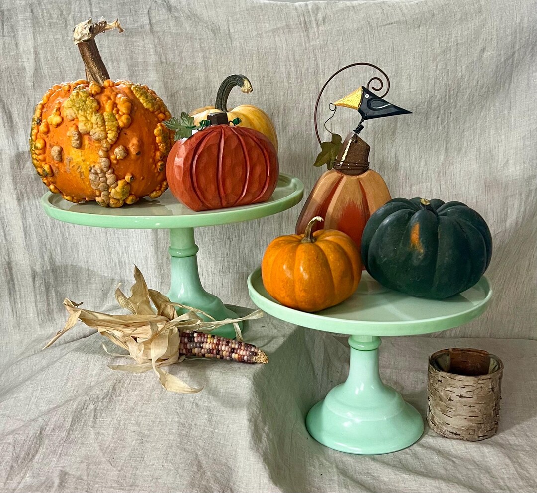 Jadeite Cake Stands 10 Inch Green Glass Stand 11 Inch Green Glass Stand ...