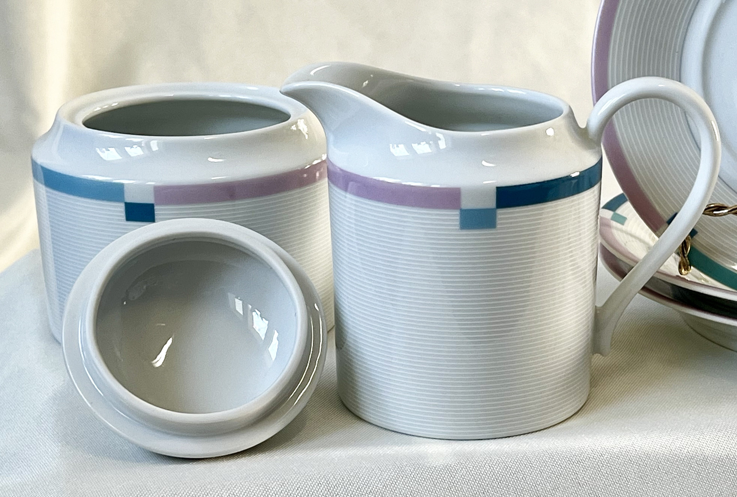 Mikasa Jet Set Creamer & Sugar Bowl Set Saucers - Etsy