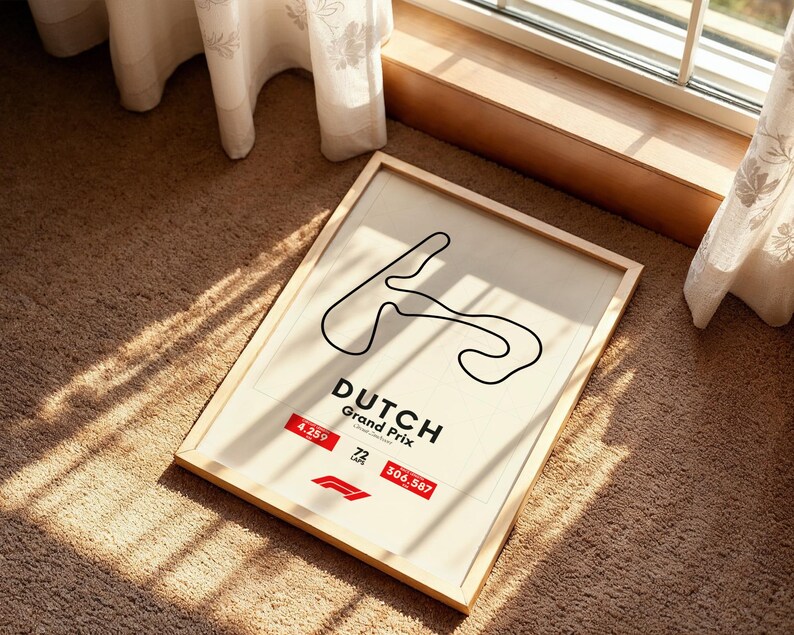 Zandvoort F1 Circuit Map Print: Minimalist Dutch Grand Prix Wall Art ...