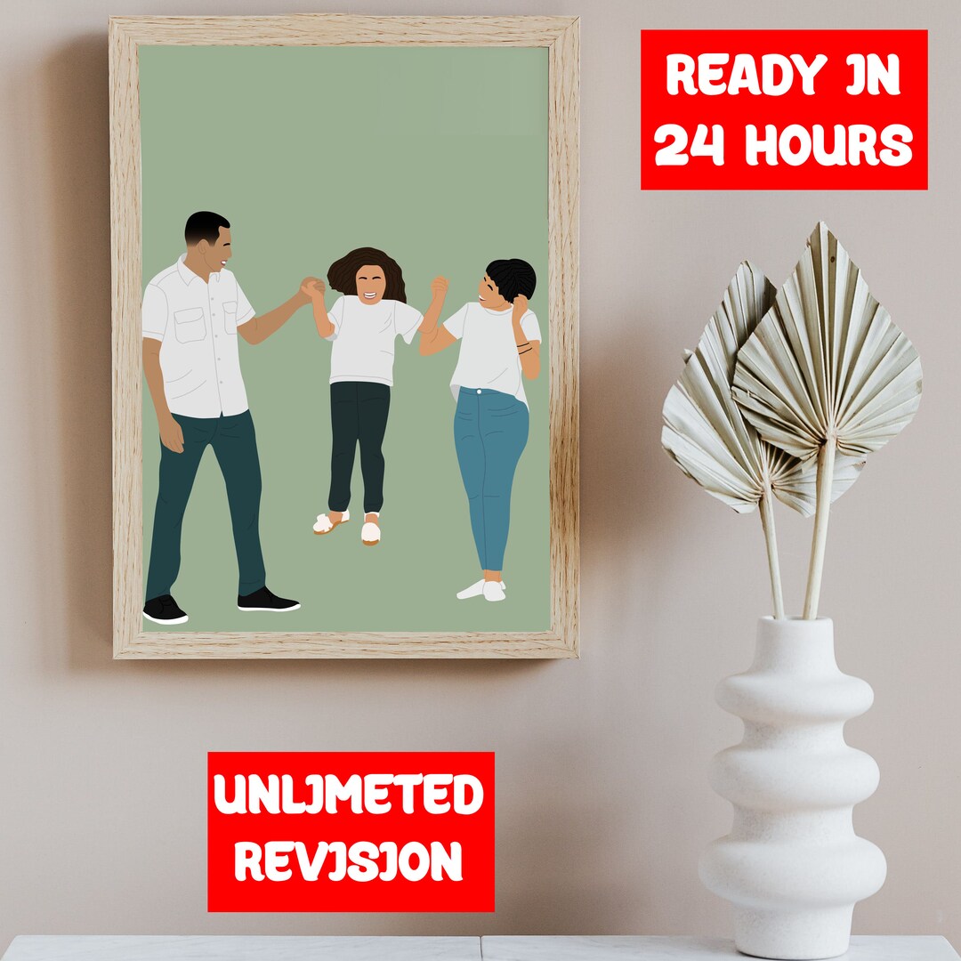 Custom Family Faceless Portrait Print, Customized Digital Faceless ...
