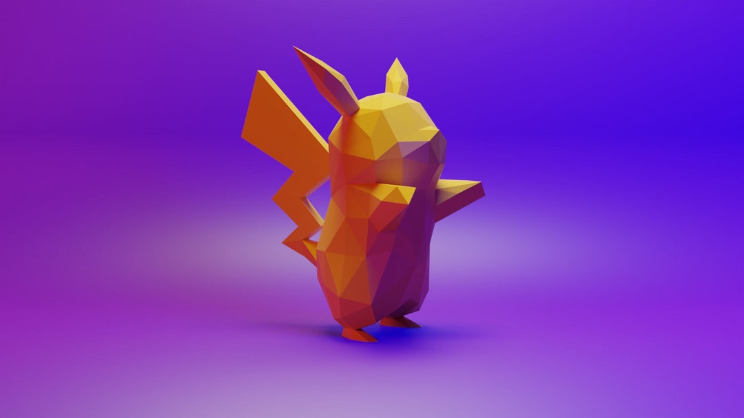Low Poly: Pikachu 3D Printed - Etsy