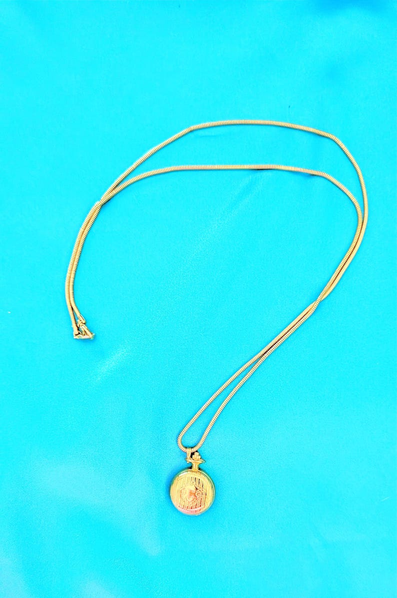 Vintage Gold- Tone Colibri Pocket Watch With Liz Claiborne Snake Chain ...
