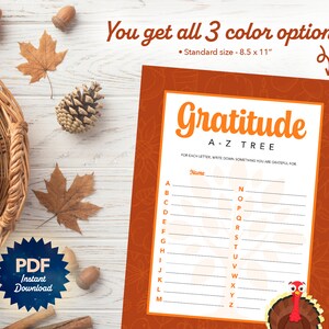 Gratitude A-Z Tree - Activity Worksheet for Thanksgiving & Holiday ...