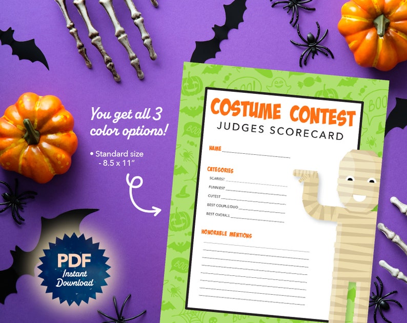 Halloween Costume Contest Judges Scorecard (printable PDF) - Etsy UK