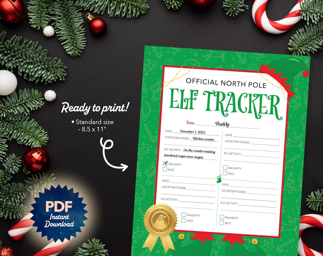 Elf Tracker | Daily Elf Activity Tracker | Elf Activities | Christmas ...