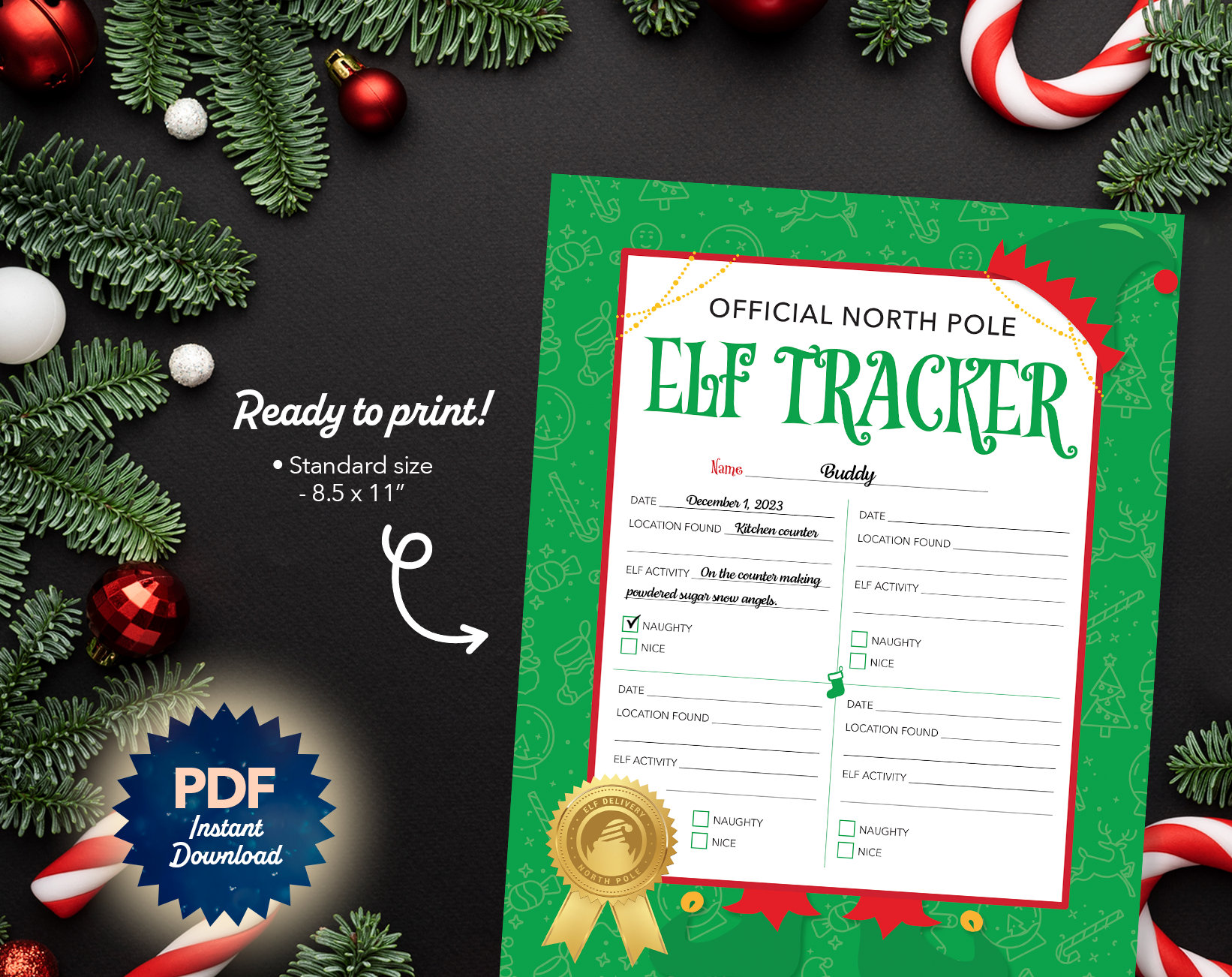 Elf Tracker | Daily Elf Activity Tracker | Elf Activities | Christmas ...