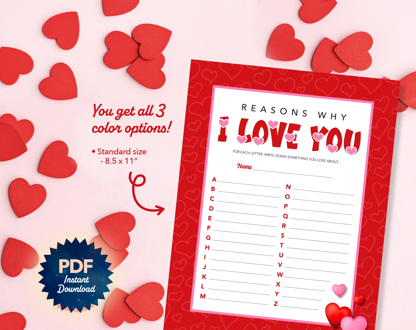 I Love You A-Z Printable PDF | All the Things I Love About You | A-Z ...