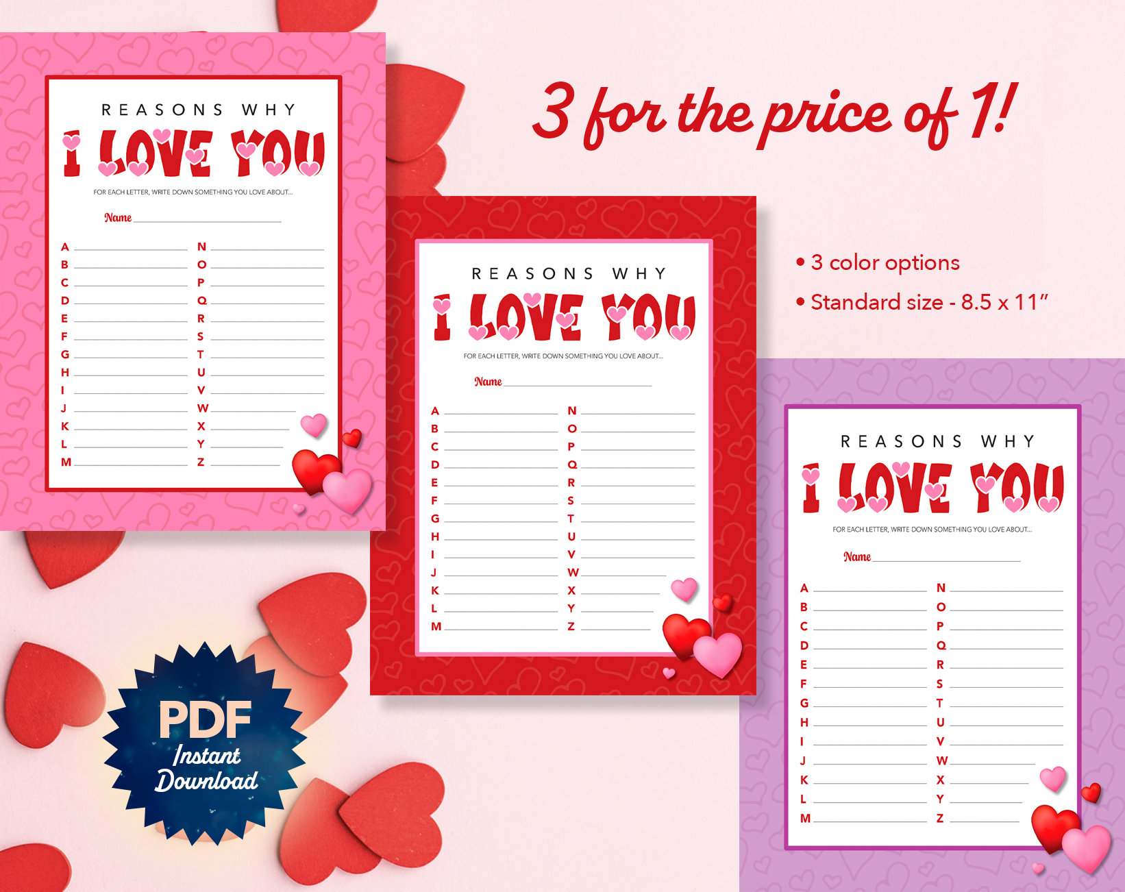I Love You A-Z Printable PDF | All the Things I Love About You | A-Z ...