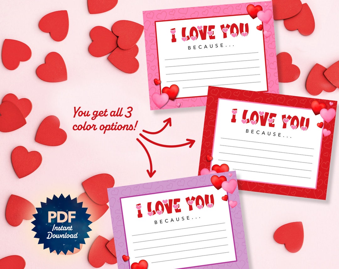 Love Cards Printable PDF | Love Notes I Valentines Day Printable ...
