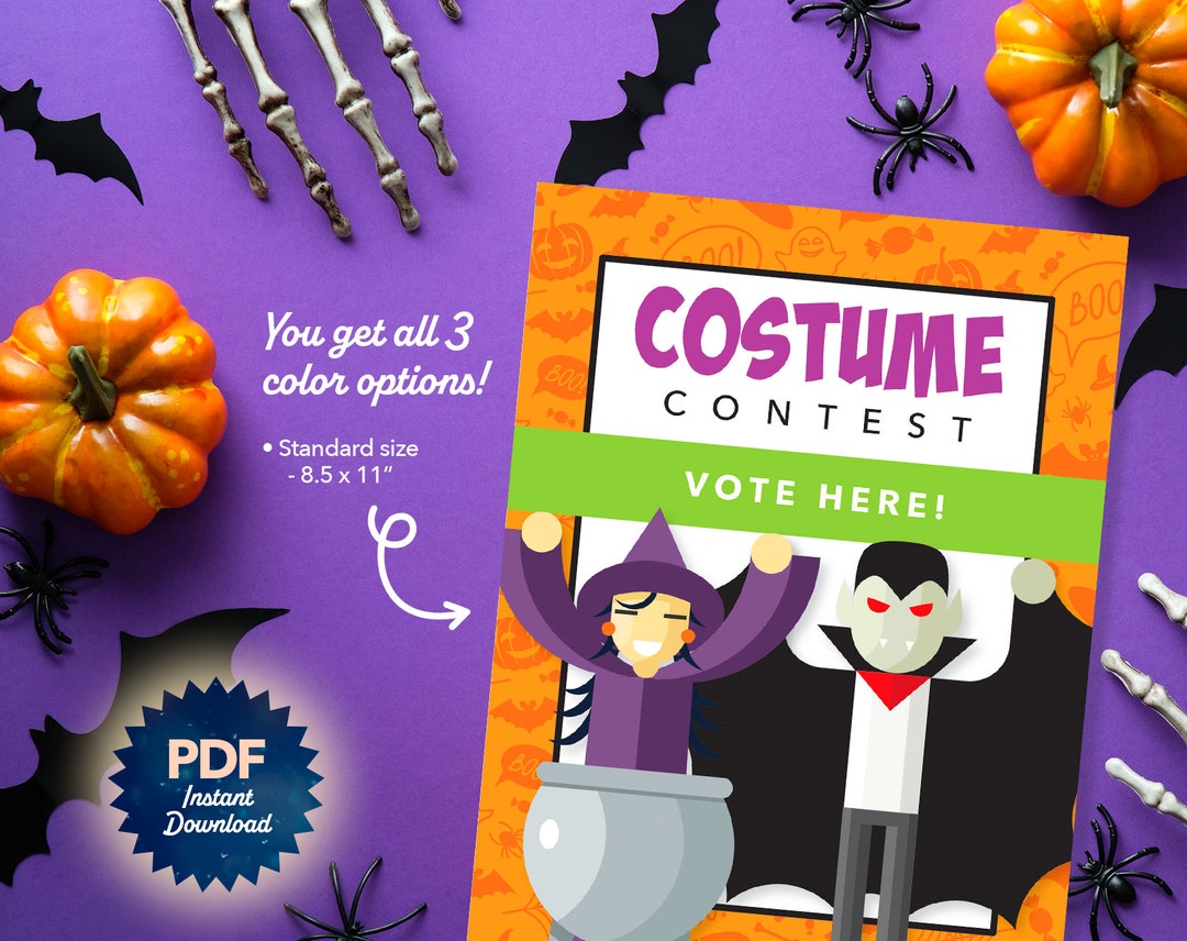 Halloween Costume Contest Vote Here Sign - Printable PDF - Use With ...
