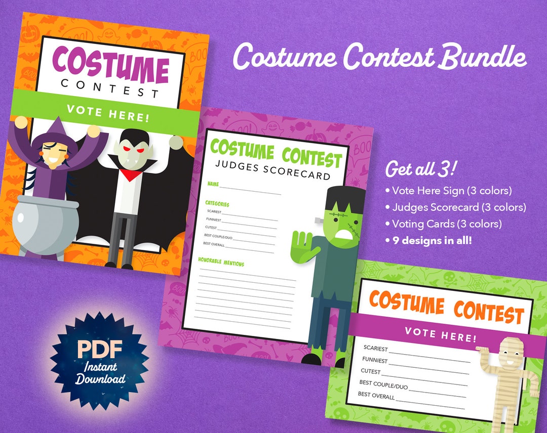Halloween Costume Contest Bundle - Printable Pdfs - Judges Scorecard ...