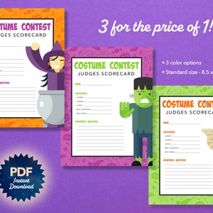 Halloween Costume Contest Judges Scorecard (printable PDF) - Etsy