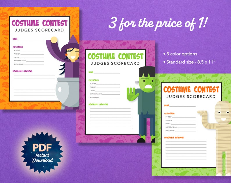 Halloween Costume Contest Judges Scorecard (printable PDF) - Etsy UK