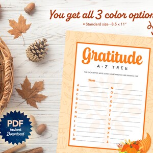 Gratitude A-Z Tree - Activity Worksheet for Thanksgiving & Holiday ...