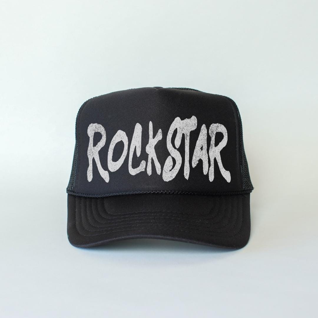 Rockstar Trucker Hat, Distressed Graphic, Funny Snapback - Etsy
