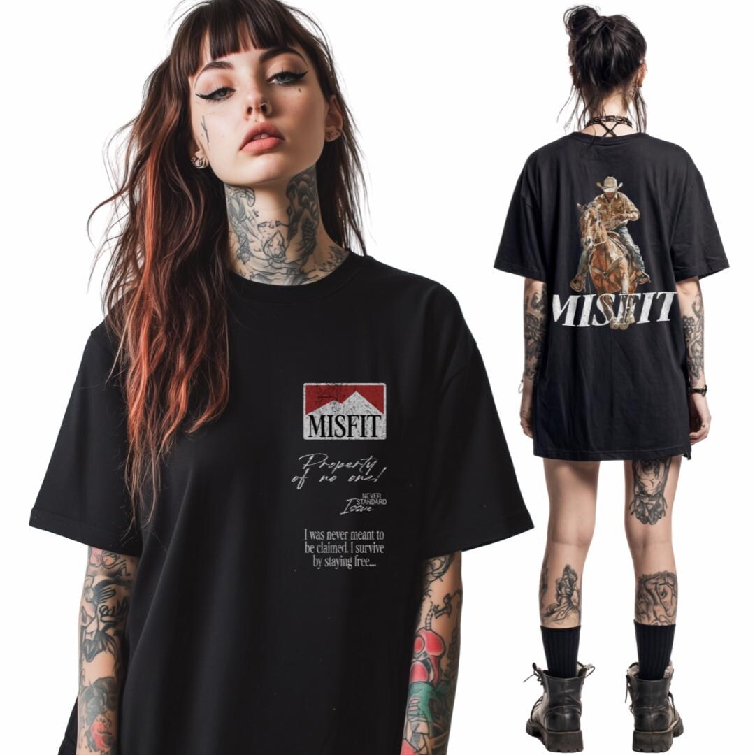 Misfit Western Streetwear | Oversized Cowboy Graphic Tee | Grunge ...