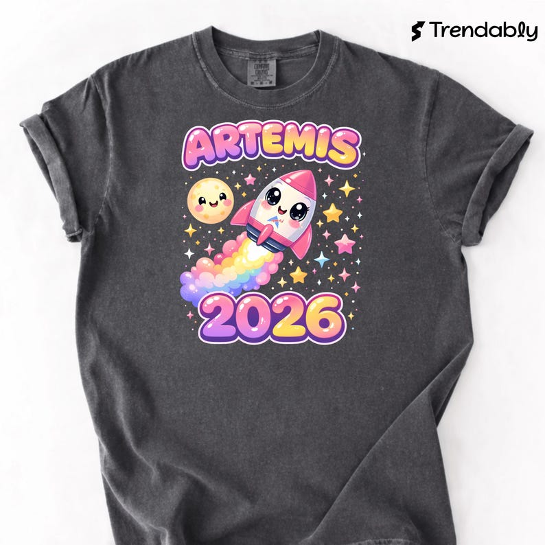 Artemis 2026 Cute Rocket Moon Stars Kawaii PNG: NASA Space Mission ...