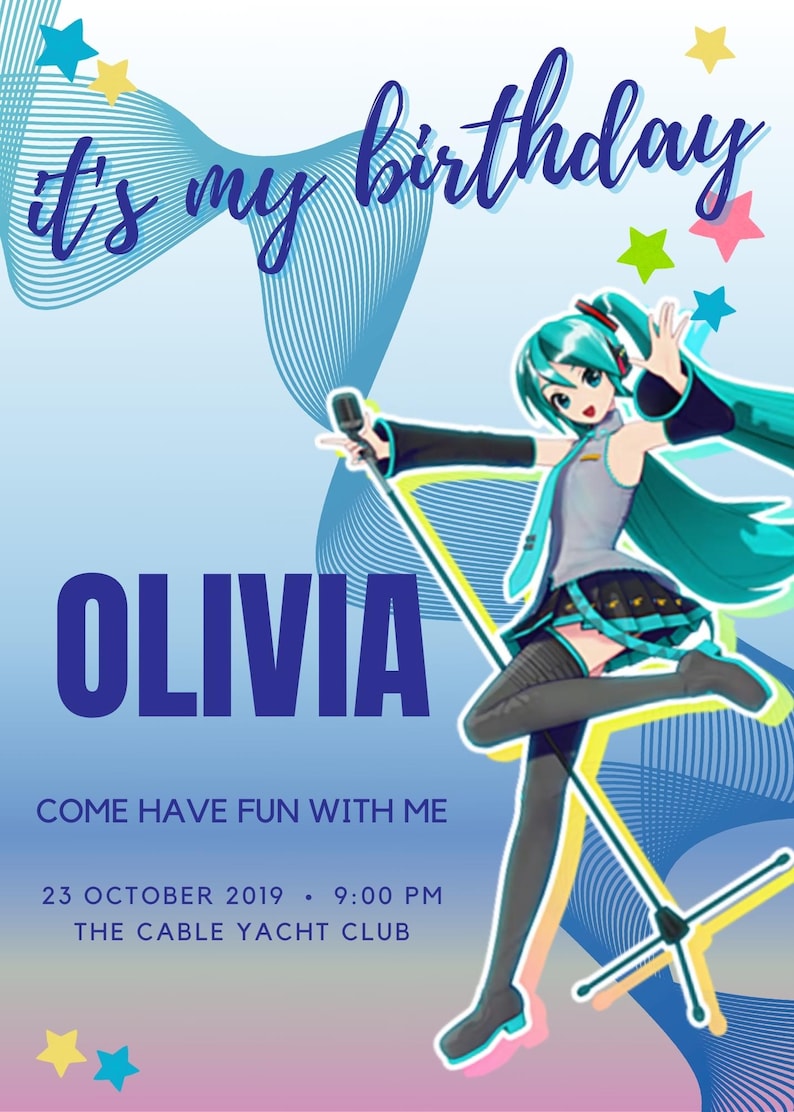 Hatsune Miku Invitation - Etsy