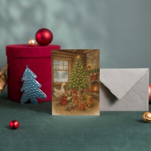 Rustic Cabin Christmas Card Printable – Watercolour Animals, Tree ...