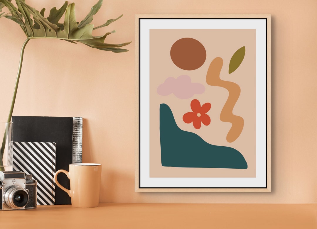 Exist V3, Minimal Shapes Peach Digital Art, Instant Download, Landscape ...