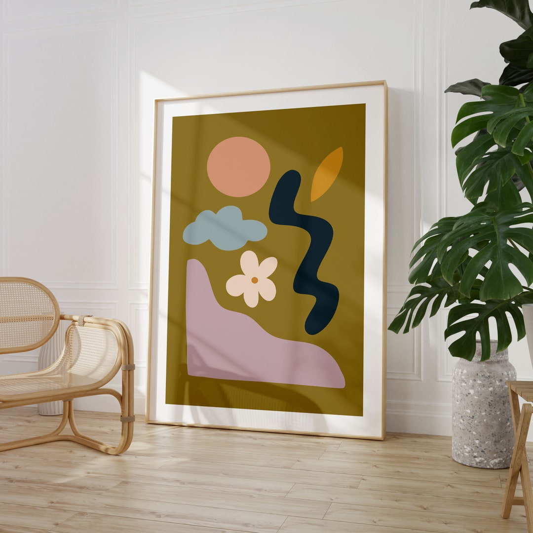 Exist V1, Minimal Shapes Olive Digital Art, Instant Download, Landscape ...