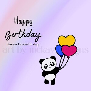 Happy Birthday Card - Cute Panda With Balloons - Etsy