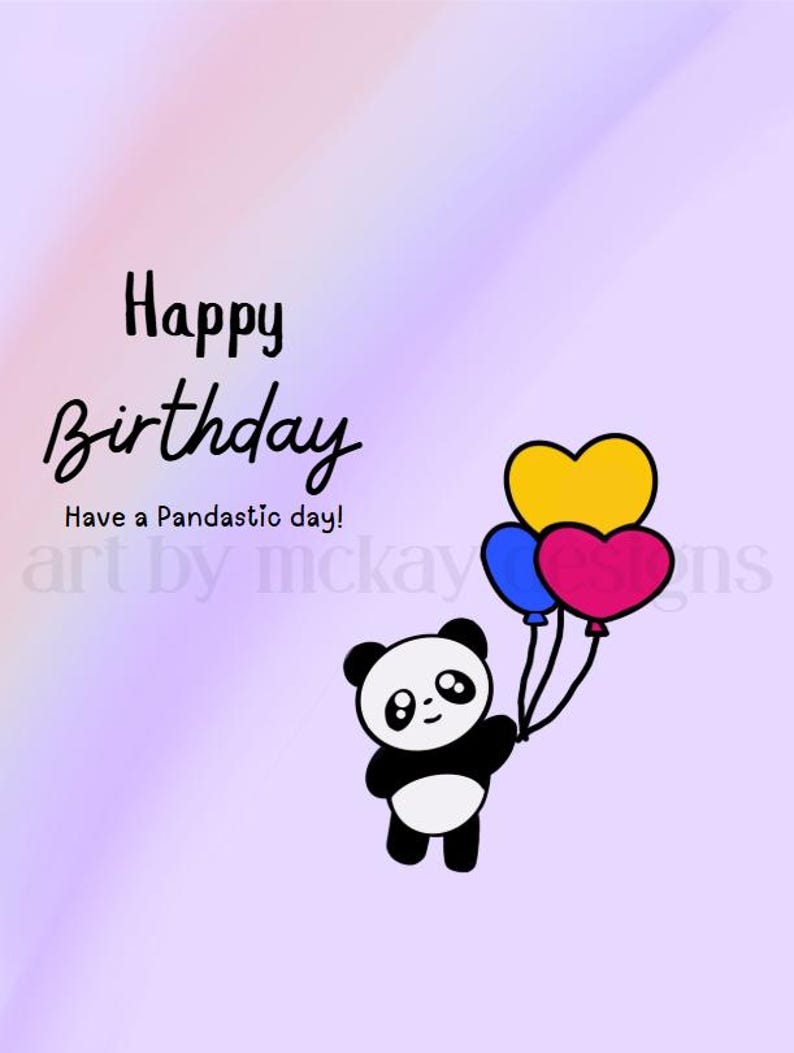 Happy Birthday Card - Cute Panda With Balloons - Etsy