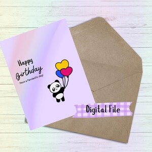 Happy Birthday Card - Cute Panda With Balloons - Etsy