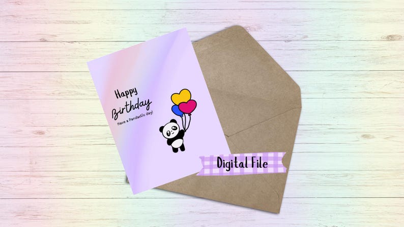 Happy Birthday Card - Cute Panda With Balloons - Etsy