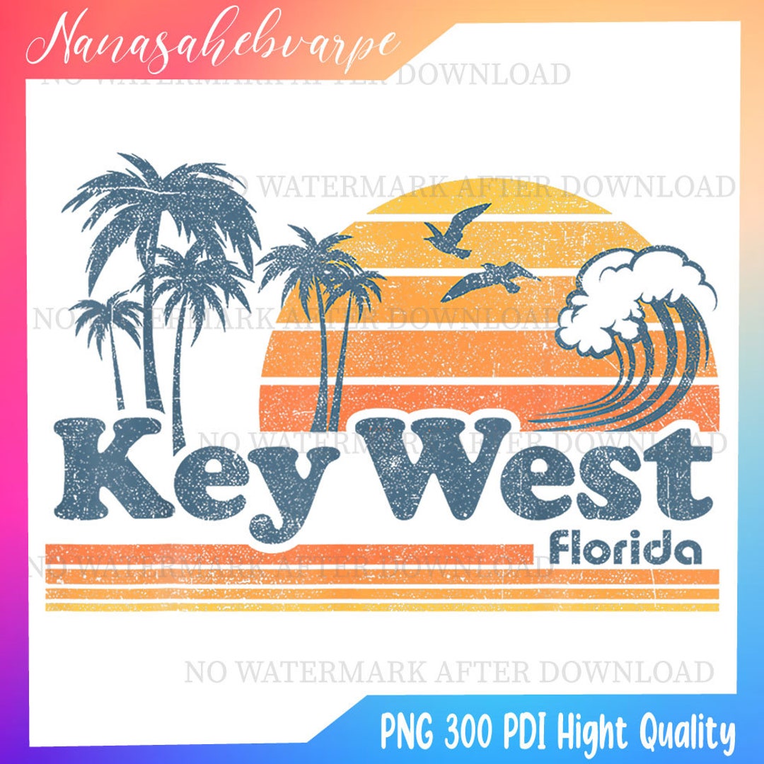 Key West Florida Png, Beach Vintage Spring Break Vacation Retro Png ...