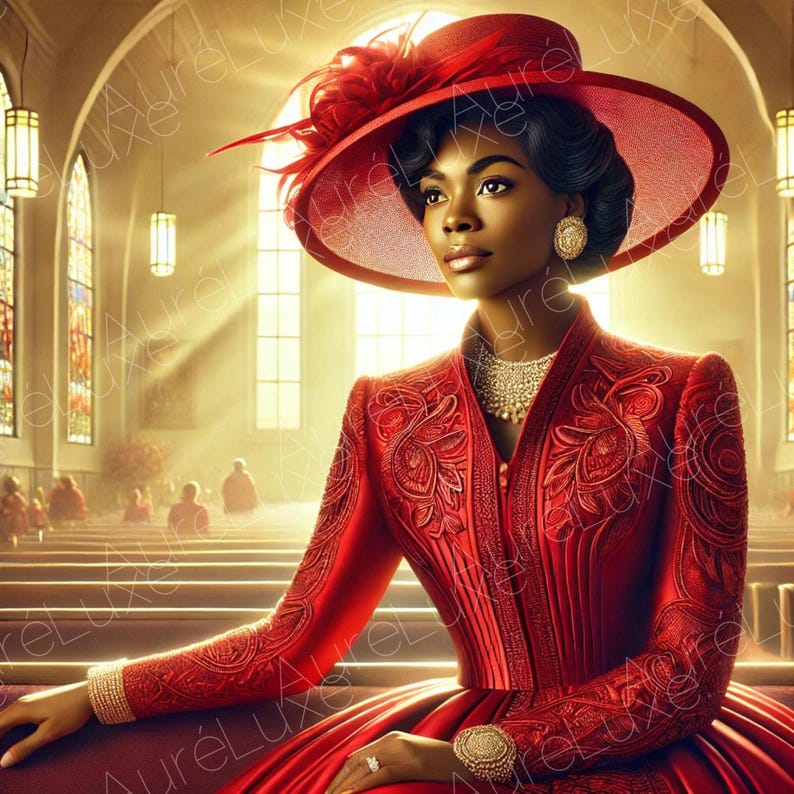 Elegant African American First Lady Portrait: Church Fashion Art ...