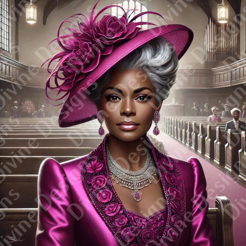 Elegant African American First Lady Church Portraits | Digital Art ...