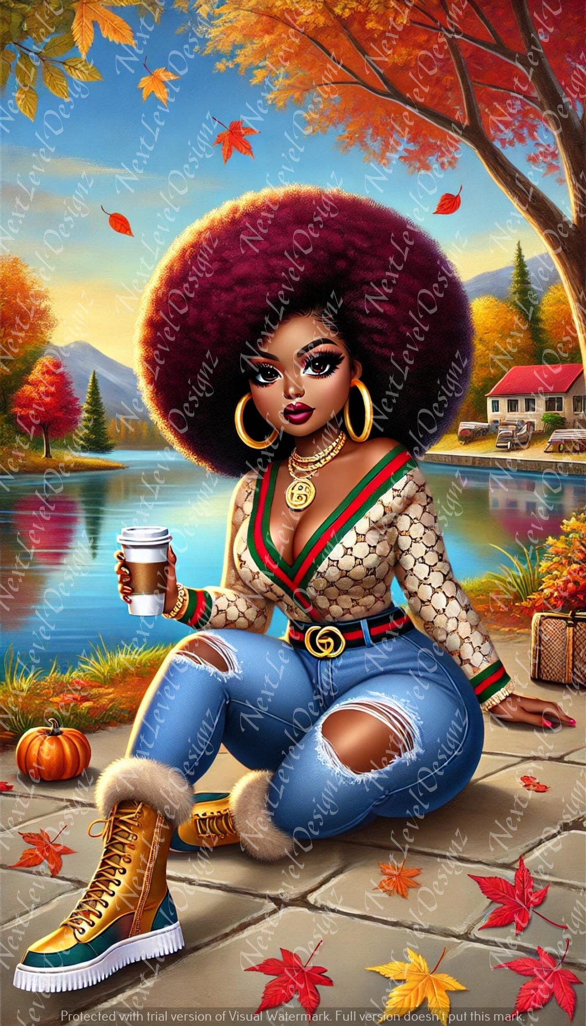 Autumn Chic by the Lake: Chibi Afro Beauty - Etsy