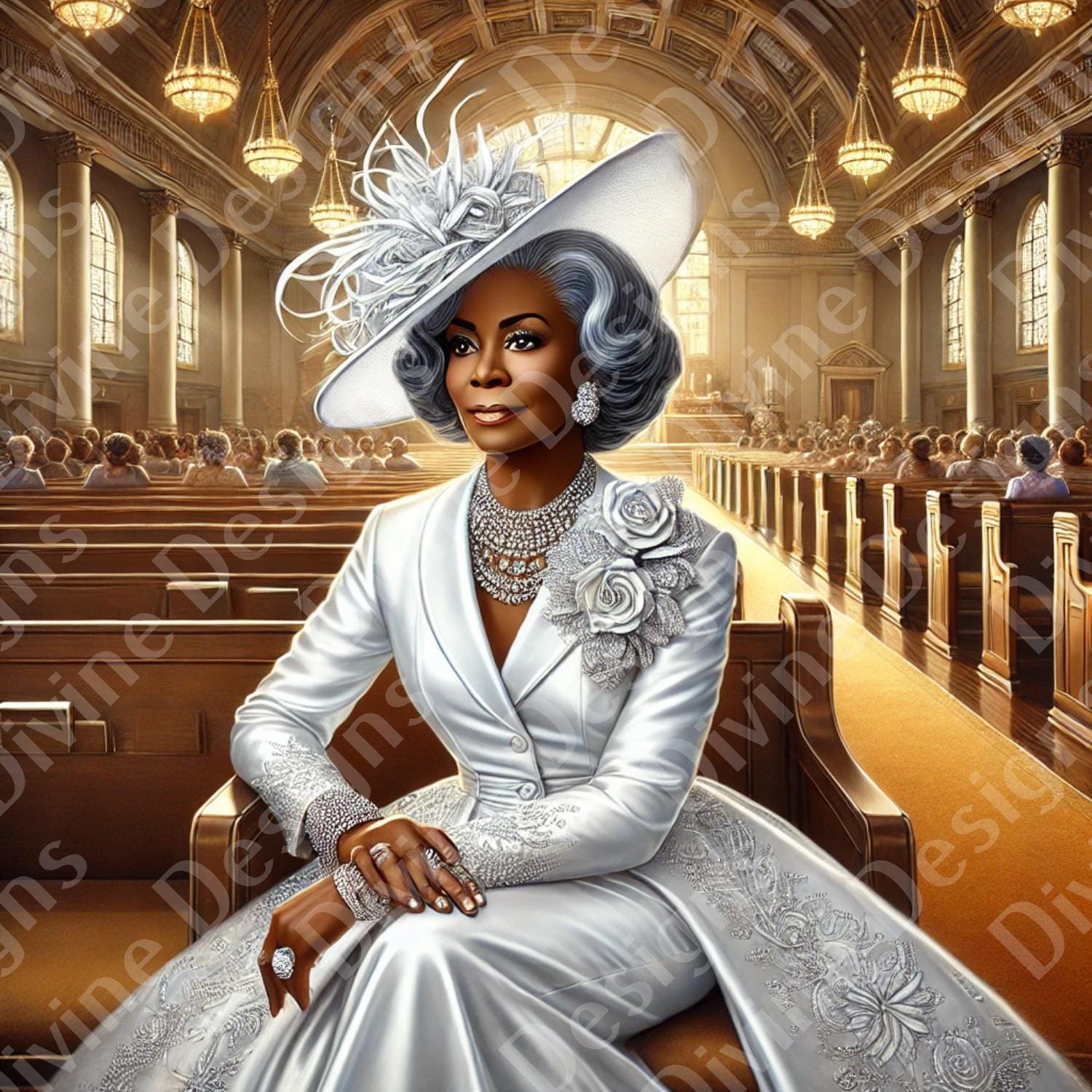Elegant African American First Lady Church Portraits – Digital Art ...