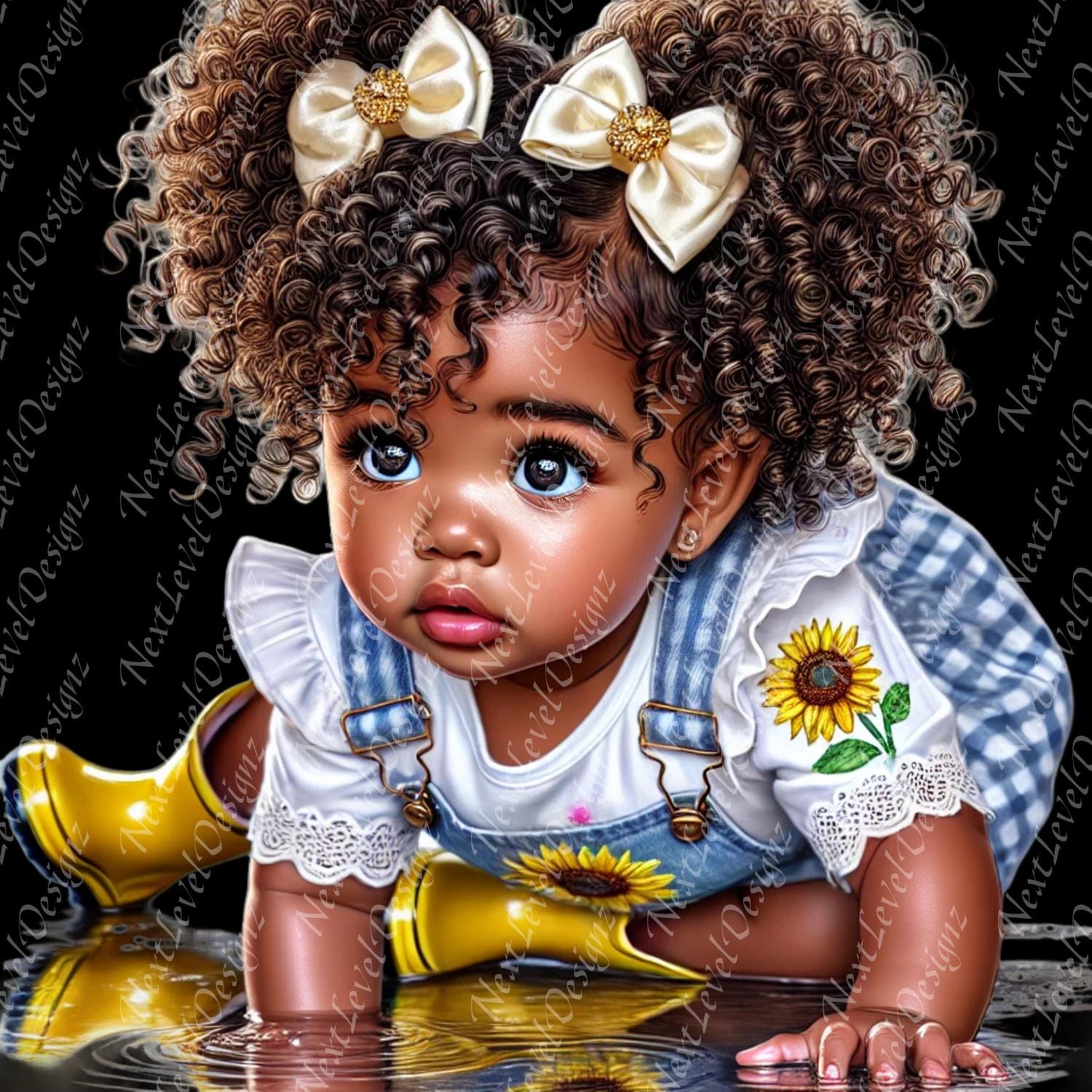 Sunflower Baby Digital Art - Adorable African American Baby Girl ...