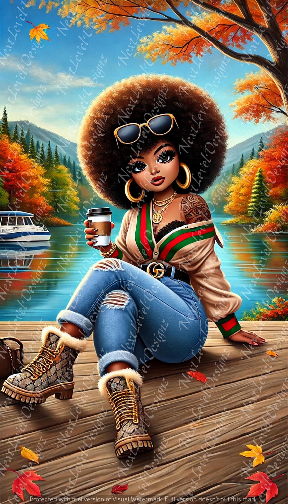 Autumn Chic by the Lake: Chibi Afro Beauty - Etsy