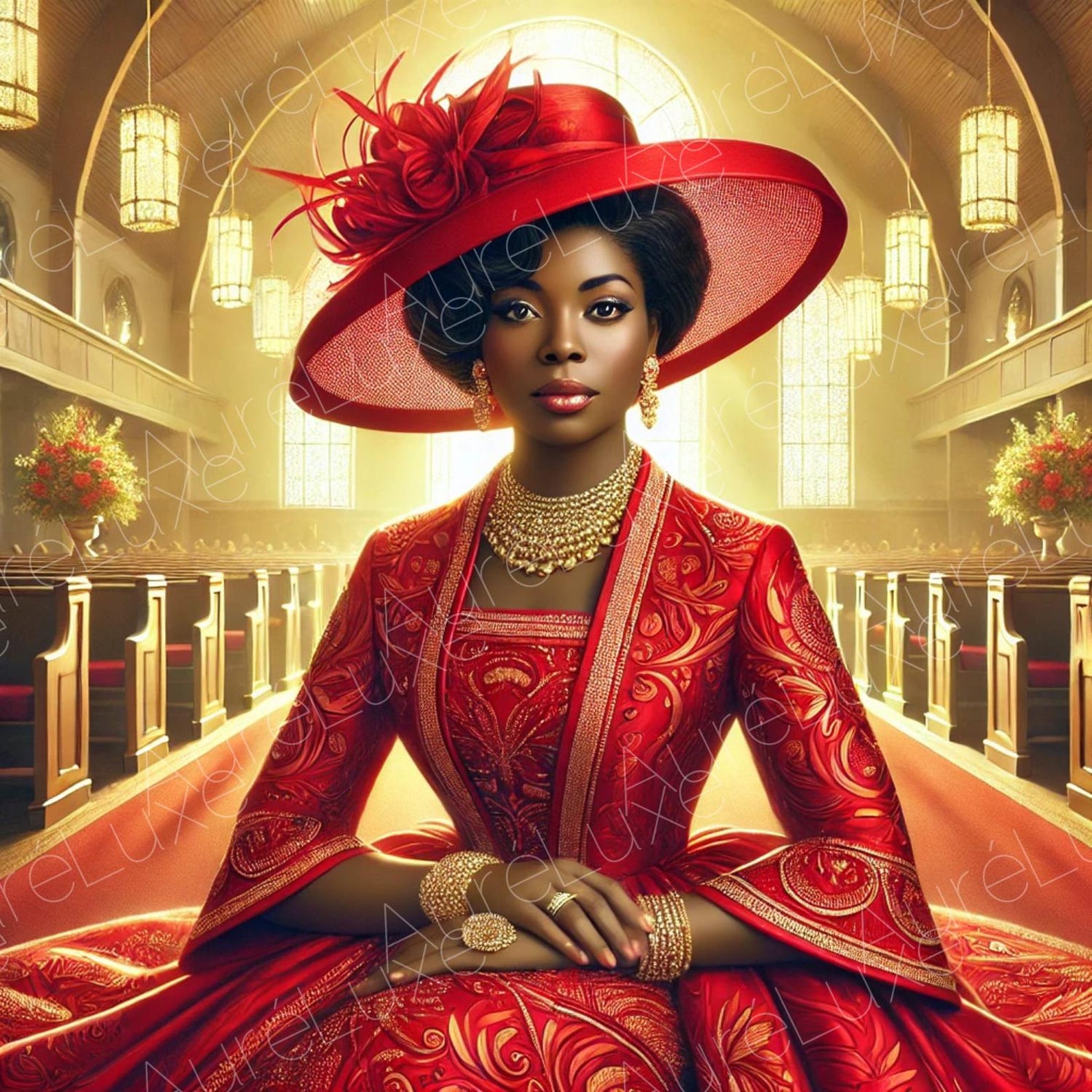 Elegant African American First Lady Portrait: Church Fashion Art ...