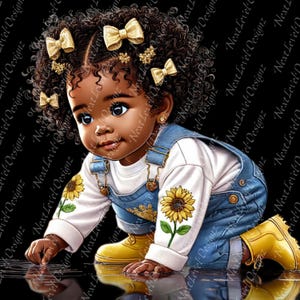 Sunflower Baby Digital Art - Adorable African American Baby Girl ...