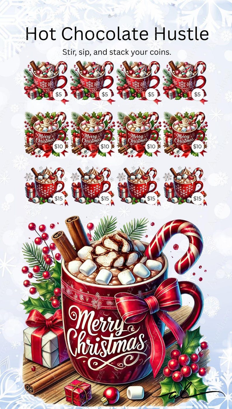 A5 Christmas Cocoa Savings Challenge Set – Hot Chocolate Budget ...